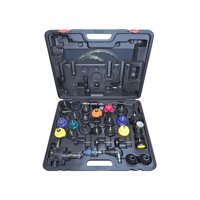 Radiator Pressure Testing Kit - 33 Piece With Coolant Refiller Kit & H
